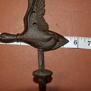 Southern Metal 6 Duck Wall Hooks Rustic Cast Iron 7 1/2 inch high, Duck Lover Mudroom Entryway - H-04