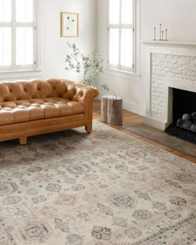 Loloi II Hathaway Collection HTH-06 Blush/Multi 9'-0" x 12'-0", .25" Thick, Area Rug, Soft, Durable, Printed, Modern, Low Pile, Non-Shedding, Easy Clean, Living Room Rug