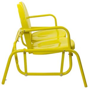 Northlight 2-Person Outdoor Retro Metal Tulip Double Glider Patio Chair, Yellow