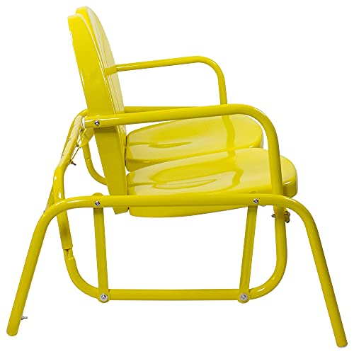 Northlight 2-Person Outdoor Retro Metal Tulip Double Glider Patio Chair, Yellow