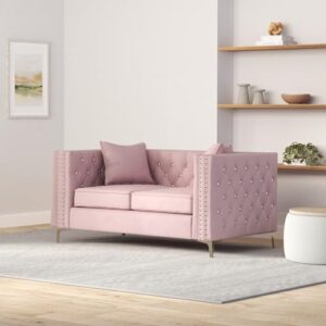 Glory Furniture Paige Velvet Loveseat in Pink