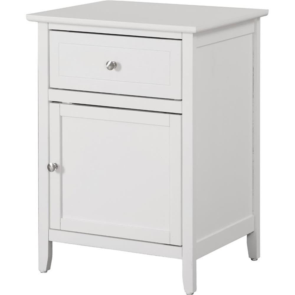 Glory Furniture Izzy 1 Drawer 1 Door Nightstand in White