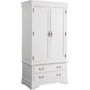 glory furniture louis phillipe 2 drawer armoire in white