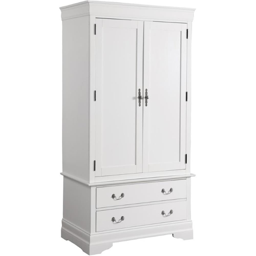 Glory Furniture Louis Phillipe 2 Drawer Armoire in White