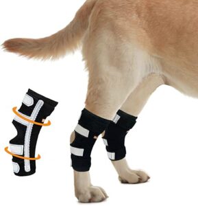 neoally dog canine braces for rear legs super supportive with dual metal spring inserts to stabilize dog hind legs, help dogs with injuries, sprains, arthritis, acl (l pair)