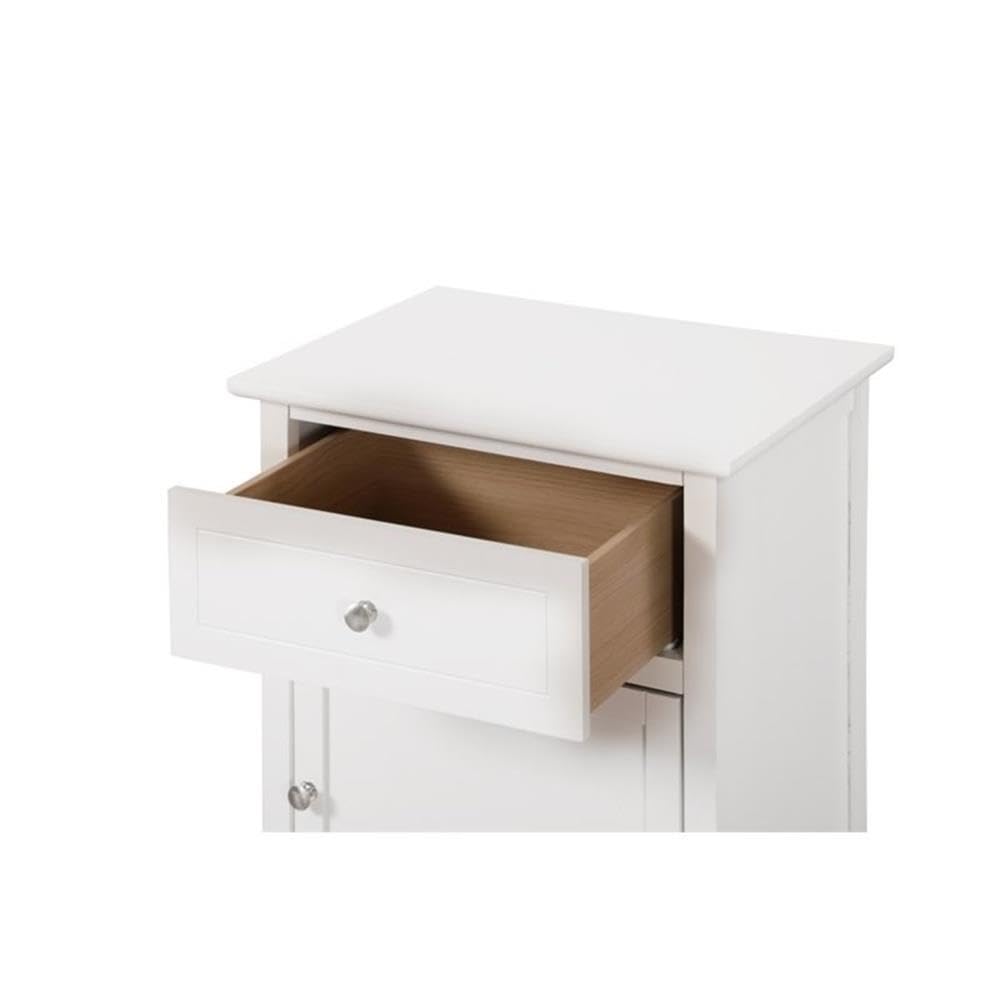 Glory Furniture Izzy 1 Drawer 1 Door Nightstand in White