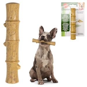 spot bam-bones plus bamboo stick - bamboo fiber & nylon, durable long lasting dog chew for aggressive chewers – great toy for adult dogs & puppies under 90lbs, non-splintering, 9.5in, chicken flavor