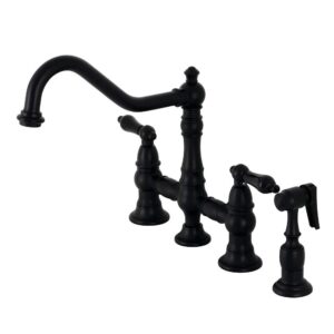 kingston brass ks3270pklbs duchess bridge kitchen faucet, matte black