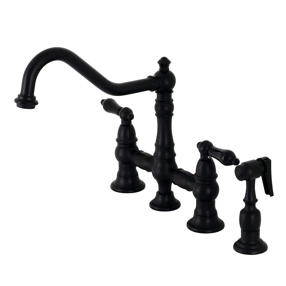 Kingston Brass KS3270PKLBS Duchess Bridge Kitchen Faucet, Matte Black