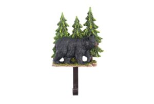 comfy hour holiday animal collection, decorative black bear in forest single clothes metal hook, key hook, wall hanger