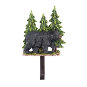 Comfy Hour Holiday Animal Collection, Decorative Black Bear in Forest Single Clothes Metal Hook, Key Hook, Wall Hanger