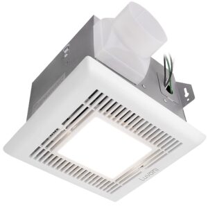 maxxima luvoni 70 cfm bathroom exhaust and ventilation fan - 3000k warm white 600 lumen led light, quiet 2 sones operation, white grill ceiling fan