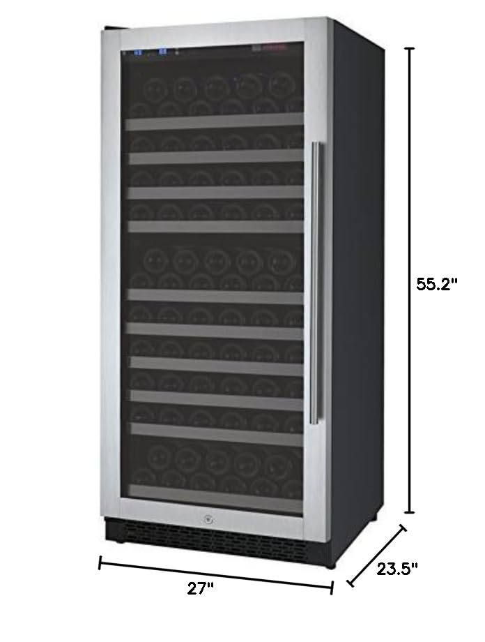 Allavino 24" Wide FlexCount II Tru-Vino 128 Bottle Single Zone Stainless Steel Left Hinge Wine Refrigerator