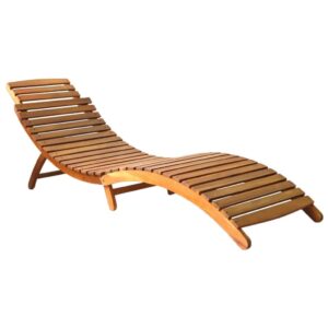 vidaxl patio lounge chair, outdoor chaise lounge chair, folding sunlounger, sunbed for backyard poolside porch balcony lawn, solid acacia wood