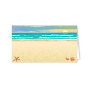 stonehouse collection beach name place cards - 25 guest seating name cards - beach & tropical table tents - wedding seating, party name cards (beach)