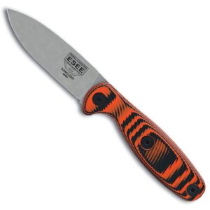 esee xancudo s35v, orange/black g-10 3d handle, black sheath (orange/black g-10, no hole)