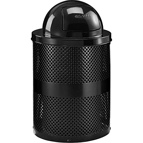 Global Industrial 36 Gallon Thermoplastic Coated Perforated Receptacle w/Dome Lid, Black