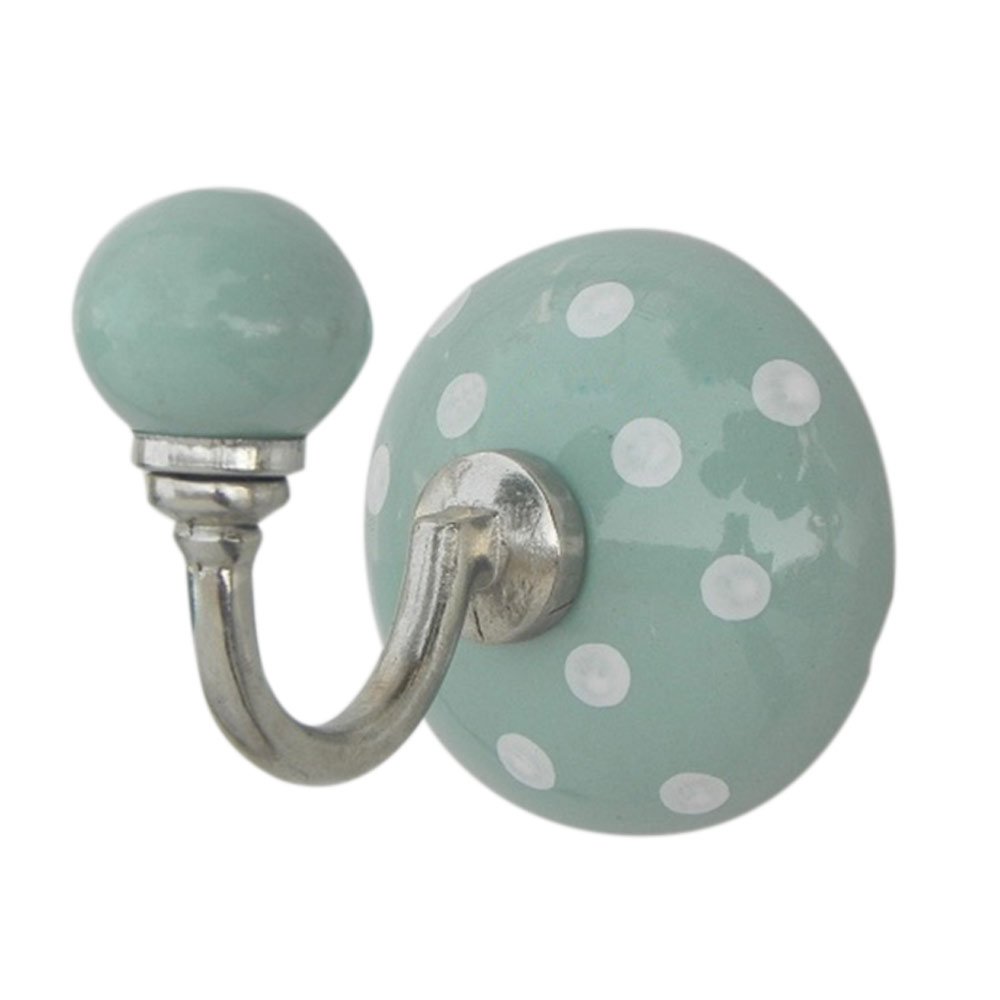 IndianShelf Ceramic Green Round Decorative Coat Hooks Kitchen Unique Ceramic Wall Hooks for Hanging Towel Hook Farmhouse Backpack Purse Hanger Heavy Duty Entryway Shower Robe Holder Hat Rack- 1 Piece