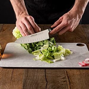 ARCOS Santoku Knife 7 Inch Nitrum Stainless Steel and 190 mm blade. Ergonomic Polyoxymethylene POM Handle.Classical design and rounded finish of great beauty and sturdiness. Series Opera. Color Black.