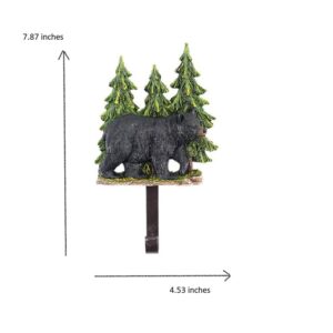 Comfy Hour Holiday Animal Collection, Decorative Black Bear in Forest Single Clothes Metal Hook, Key Hook, Wall Hanger