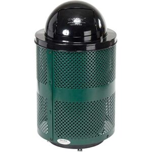 Global Industrial 36 Gallon Deluxe Thermoplastic Perforated Receptacle w/Dome & Base, Green