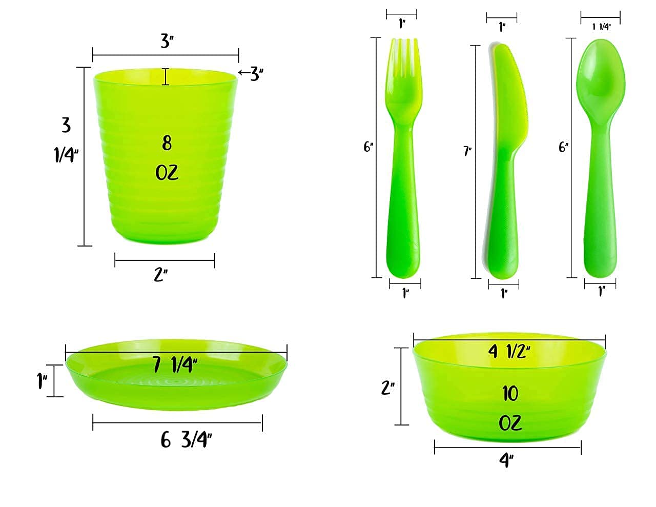 Cuddly Hippo Kids Plastic Dinnerware Set of 36 Multi Color Pieces (Plates, Bowls, Cups and Flatware) - Reusable, BPA-Free, Dishwasher Safe and Microwaveable