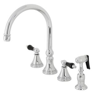 kingston brass ks2791pklbs duchess widespread kitchen faucet with brass sprayer, polished chrome