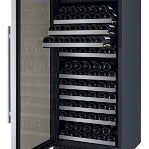 Allavino 24" Wide FlexCount II Tru-Vino 128 Bottle Single Zone Stainless Steel Left Hinge Wine Refrigerator