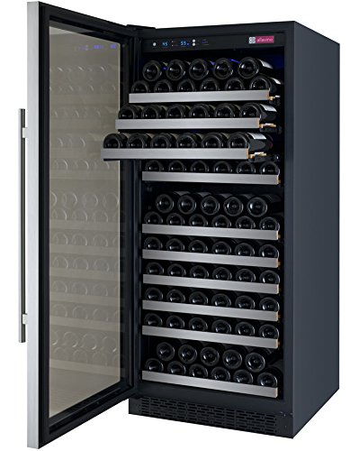 Allavino 24" Wide FlexCount II Tru-Vino 128 Bottle Single Zone Stainless Steel Left Hinge Wine Refrigerator