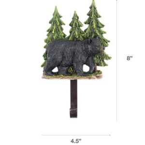 Comfy Hour Holiday Animal Collection, Decorative Black Bear in Forest Single Clothes Metal Hook, Key Hook, Wall Hanger