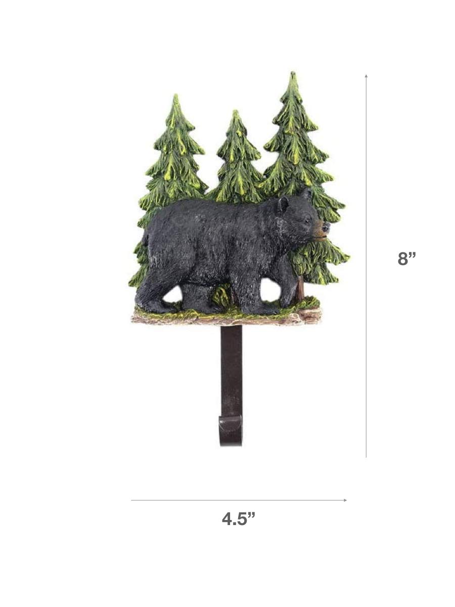 Comfy Hour Holiday Animal Collection, Decorative Black Bear in Forest Single Clothes Metal Hook, Key Hook, Wall Hanger