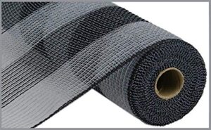 poly faux jute wide stripe mesh, 10.5 inches x 10 yards (grey, black)