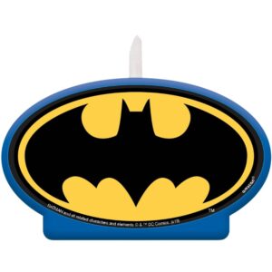 batman heroes unite birthday candle, 4.5" - 1 count - unique party centerpiece, perfect for superhero fans