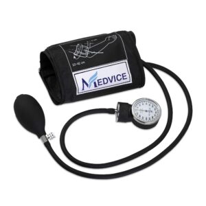 MEDVICE Manual Blood Pressure Cuff - Universal Size Aneroid Sphygmomanometer - Nurses BP Monitor - Best Adult BP Machine