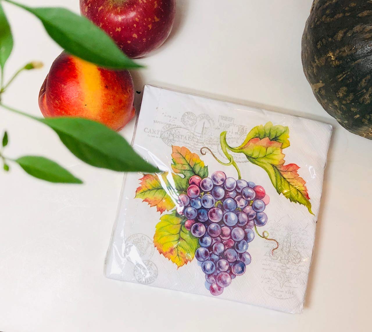 20-ct 13x13 Purple Grape Napkins Decoupage Napkins Luncheon Cocktail Paper Napkins Decorative Paper Napkins for Dessert Birthday Wedding Anniversary Dinner Napkins Paper for ALL Seasons Mom Dad Artist