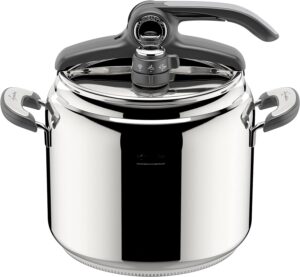 lagostina novia vitamin lagoeasy'up pressure cooker 9 l stainless steel 18/10 Ø 24 cm, induction and gas pot, lid with easy opening, including basket, ecodose and recipe book