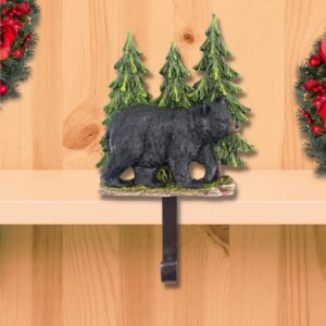 Comfy Hour Holiday Animal Collection, Decorative Black Bear in Forest Single Clothes Metal Hook, Key Hook, Wall Hanger