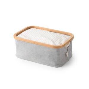 gudee frasa bamboo storage basket | 15.4l collapsible fabric storage bin, soft box, rectangle