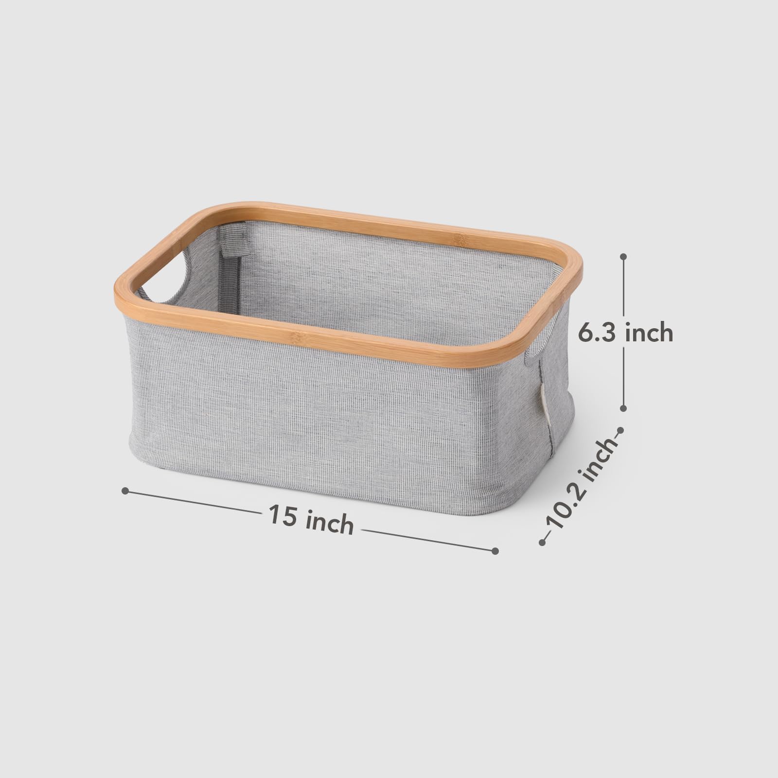 GUDEE FRASA Bamboo Storage Basket | 15.4L Collapsible Fabric Storage Bin, Soft Box, Rectangle