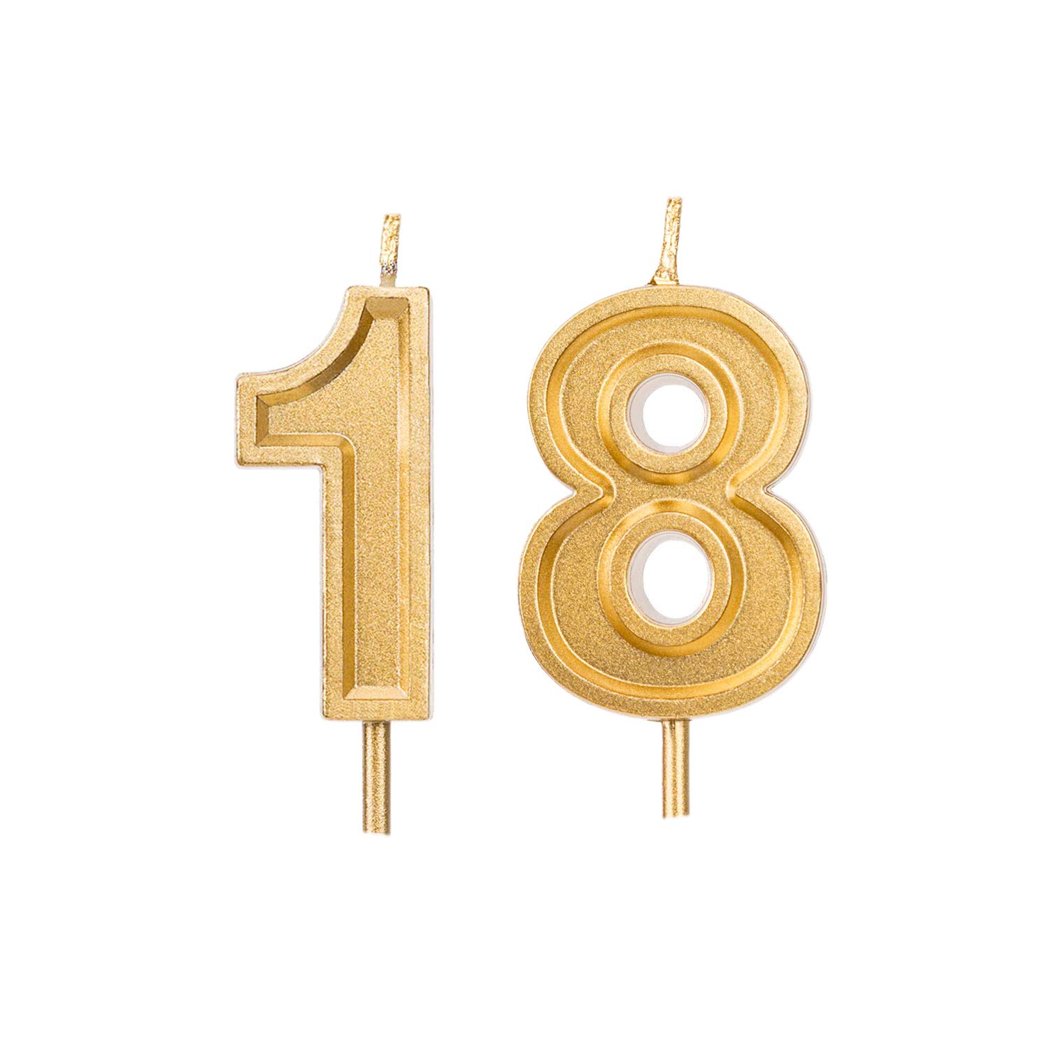 Qj-solar 2.76 inch Gold Number 18 Birthday Candles,18th Cake Topper for Birthday Decorations