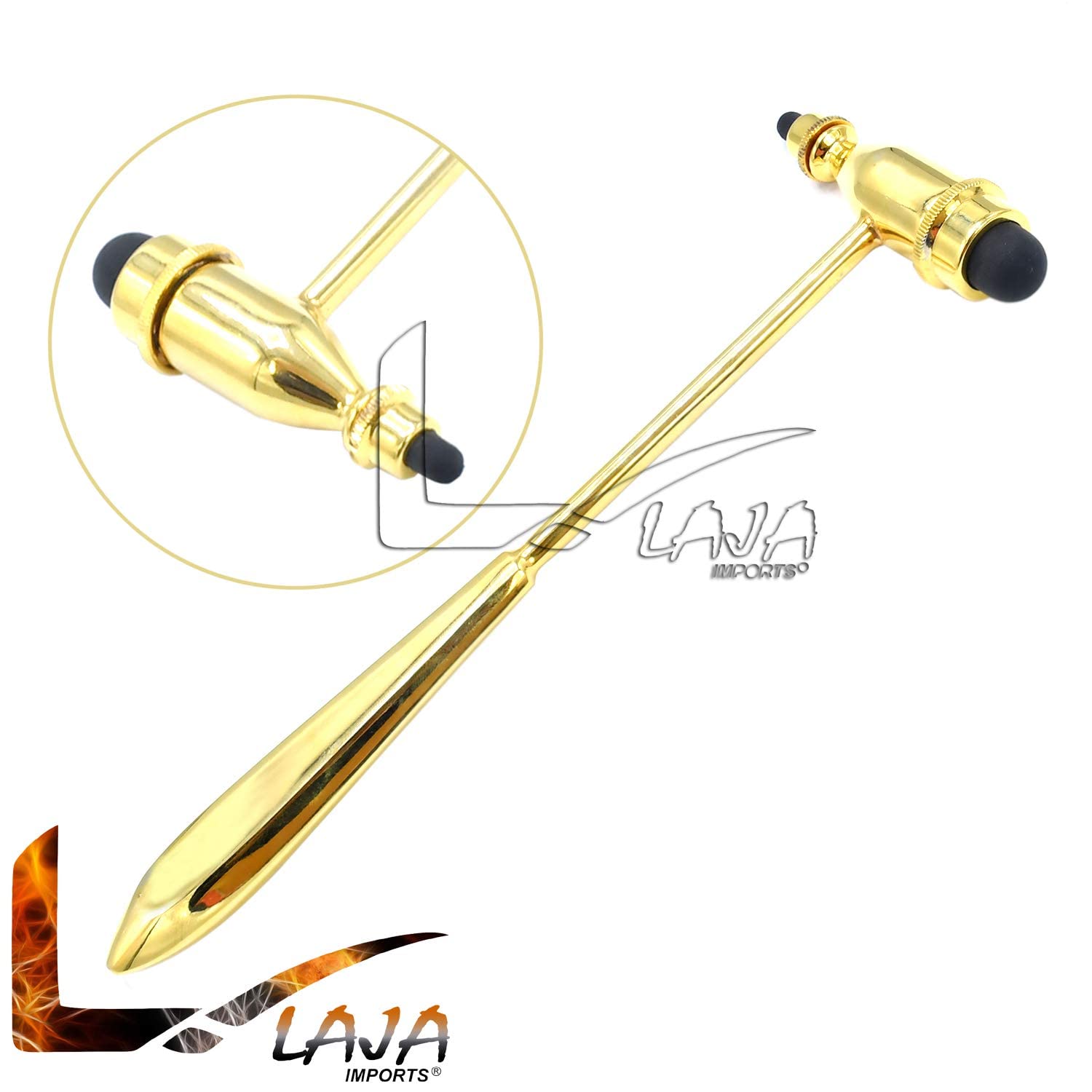 LAJA Imports Tromner Neurological Reflex Hammer with Pointed Tip Handle for Cutaneous and Superficial Responses - (Gold)