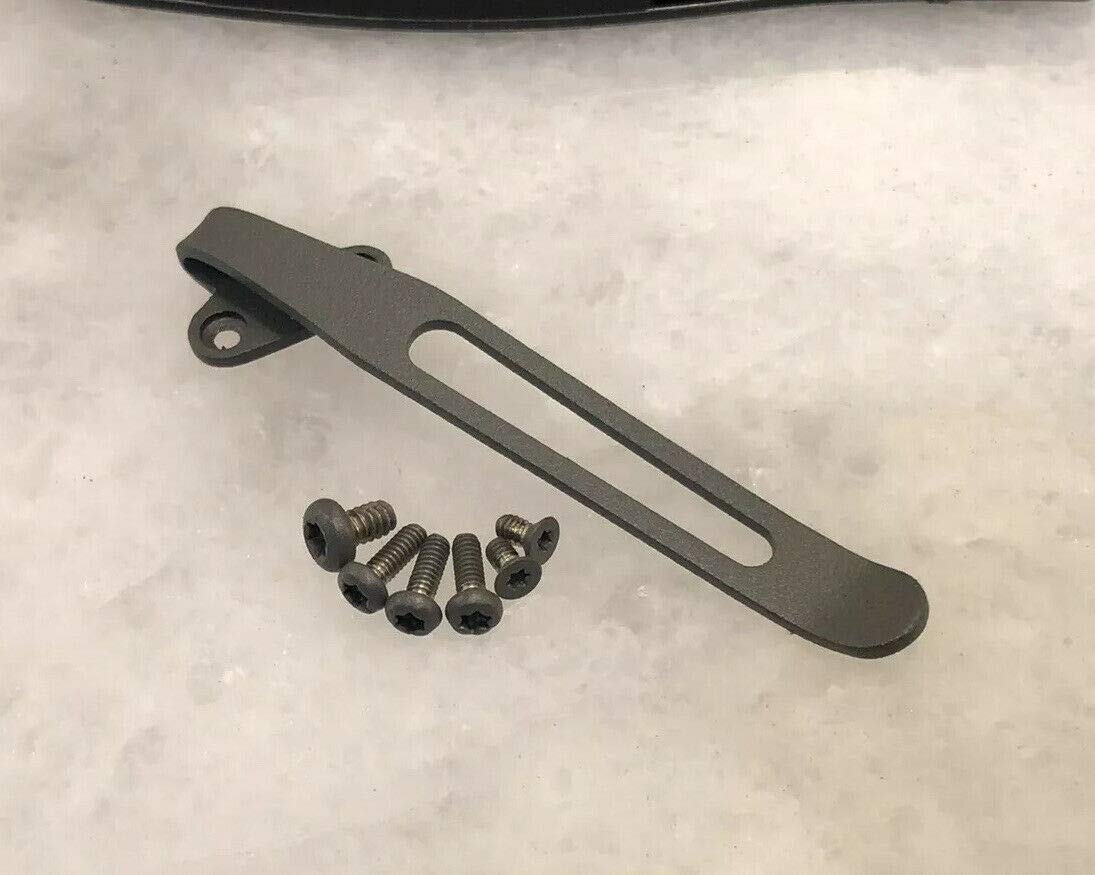 Gray Titanium Deep Pocket Clip & Screw Set For Kershaw 1660 Leek Frame Lock Only