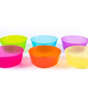 Cuddly Hippo Kids Plastic Dinnerware Set of 6 Multi Color Bowls - Reusable, BPA-Free, Dishwasher Safe and Microwaveable