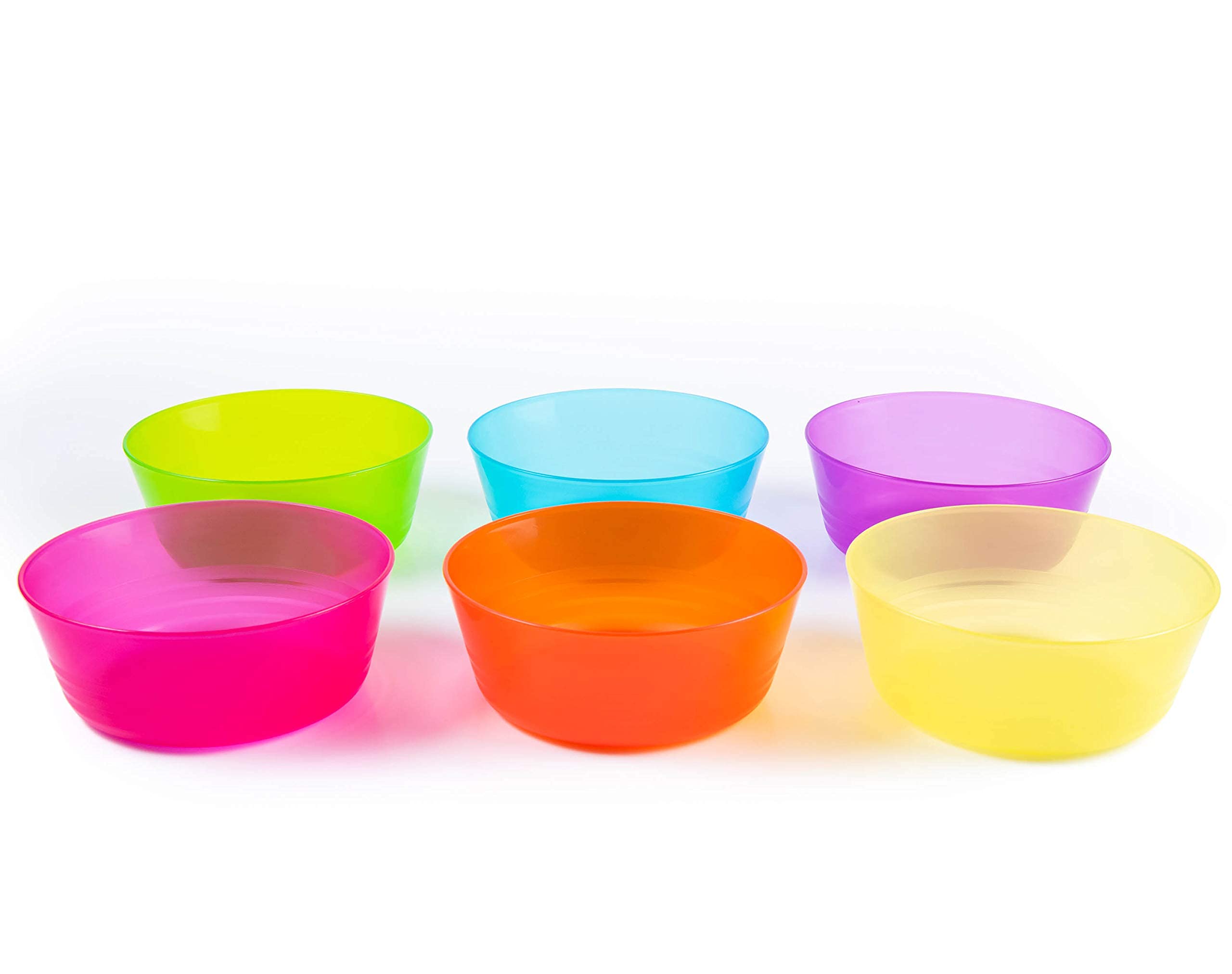 Cuddly Hippo Kids Plastic Dinnerware Set of 6 Multi Color Bowls - Reusable, BPA-Free, Dishwasher Safe and Microwaveable