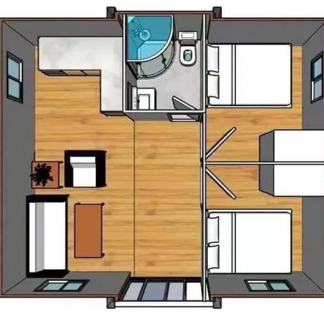 Spacious Expandable Portable Prefab House -Mobile Living Solution with Kitchen & Bathroom, Suitable for Homes, Hotels, Offices, Garages & Workshops (13×20) Colour White.Black