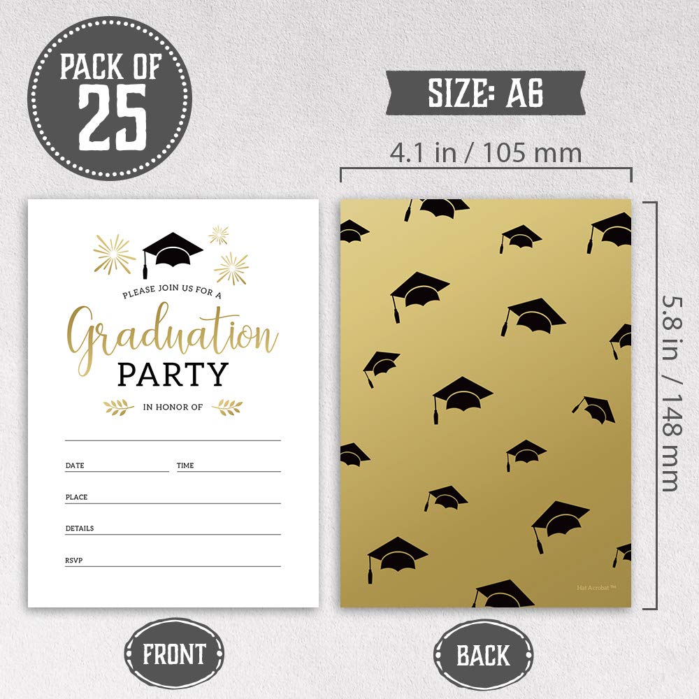 Hat Acrobat 2024 Graduation Party Invitations with Envelopes Graduation Party Announcement Cards for High School or College, 25 Pack (25)