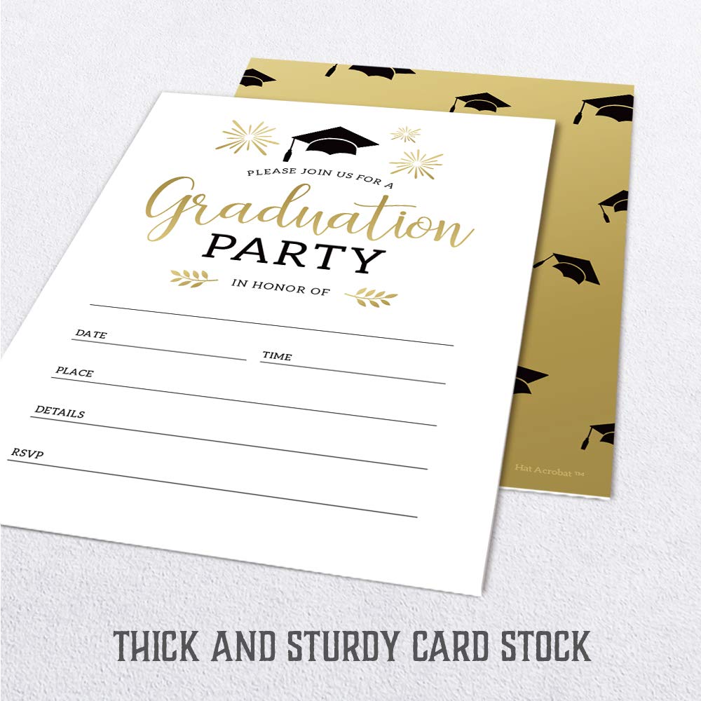 Hat Acrobat 2024 Graduation Party Invitations with Envelopes Graduation Party Announcement Cards for High School or College, 25 Pack (25)