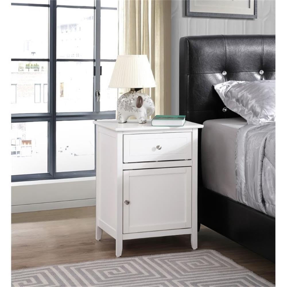 Glory Furniture Izzy 1 Drawer 1 Door Nightstand in White