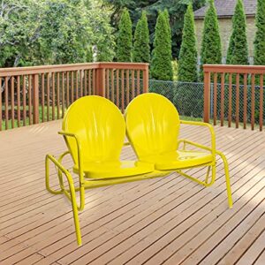 Northlight 2-Person Outdoor Retro Metal Tulip Double Glider Patio Chair, Yellow