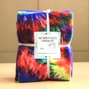 tie dye anti-pill premium no-sew throw fleece fabric kit (50x60)